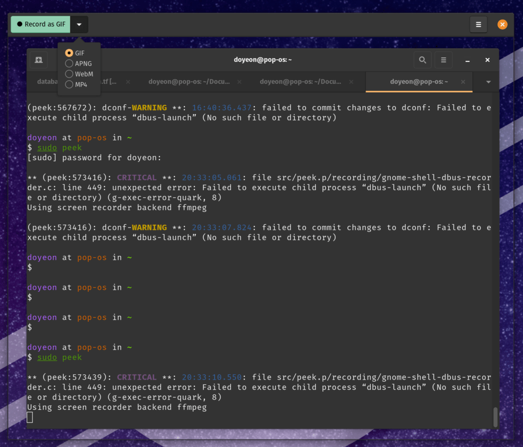 Linux Peek 이용한 화면녹화 gif 저장 방법 - GoGoYeon
